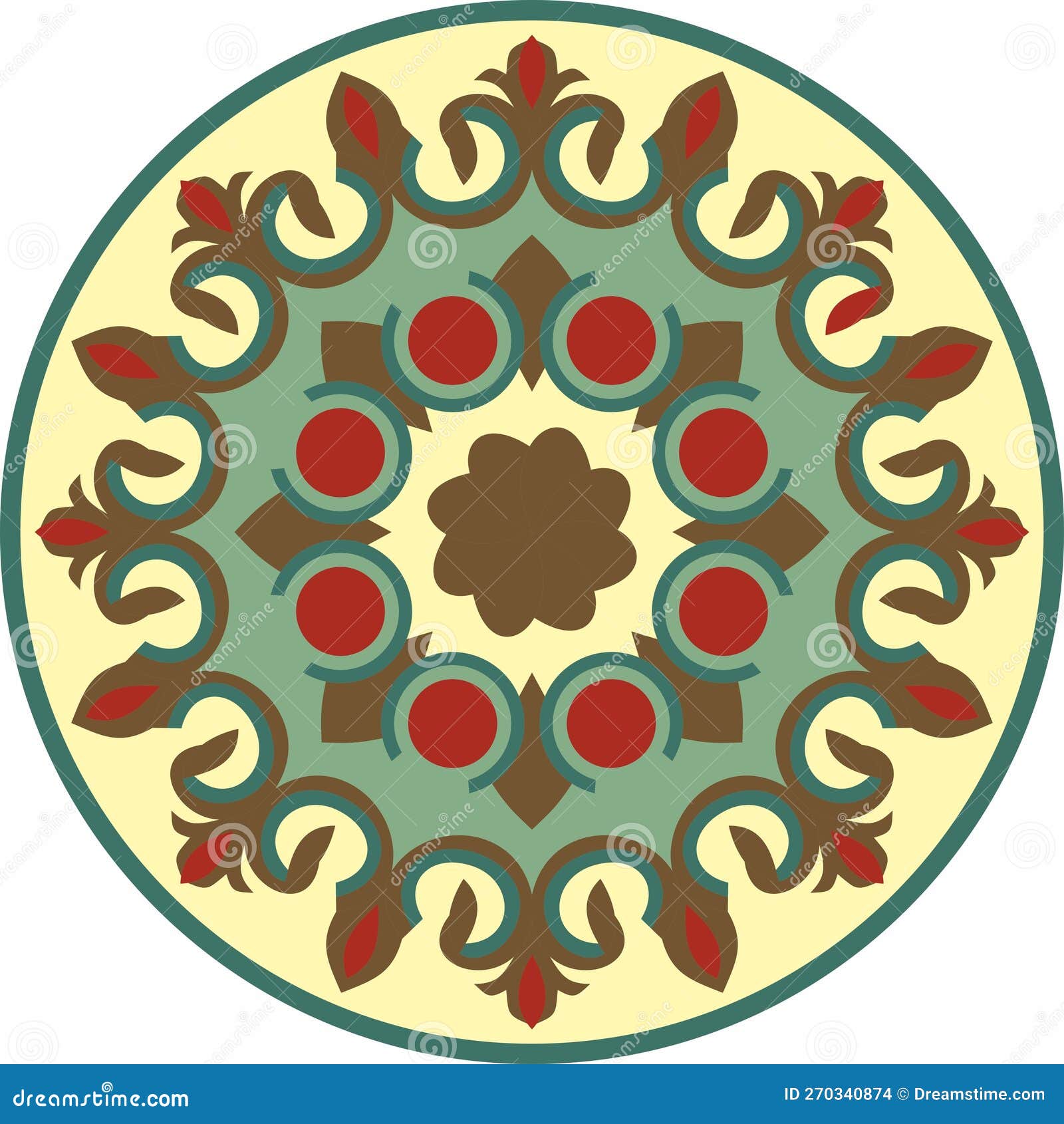 Vector Colored Round Turkish Ornament. Stock Vector - Illustration of ...