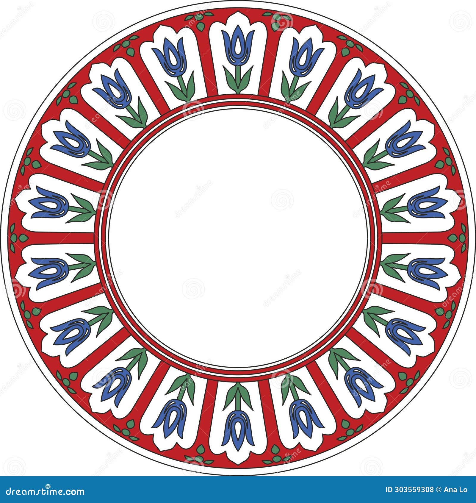Vector Colored Round Turkish Ornament. Ottoman Circle, Ring, Frame ...