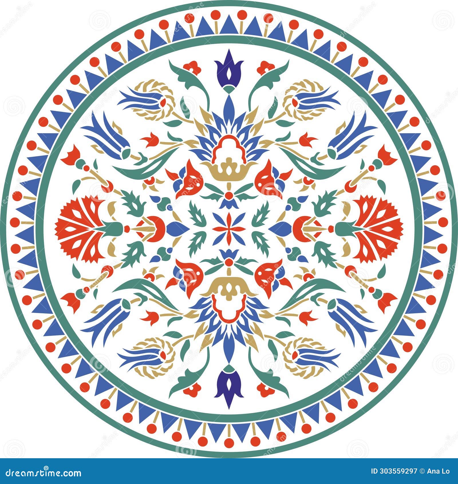 Vector Colored Round Turkish Ornament. Stock Illustration ...