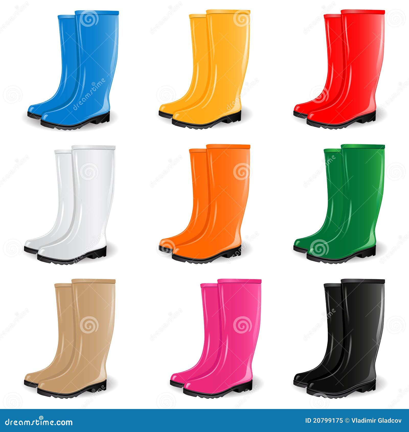 Vector Colored Rubber Boots Stock Vector - Illustration of vector ...