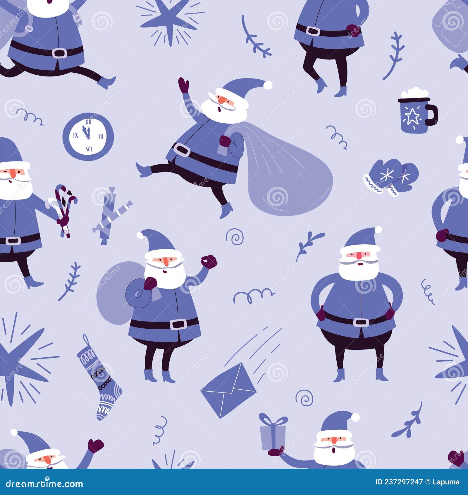 Vector Colored Santa and Christmas Elements Illustration Stock Vector ...