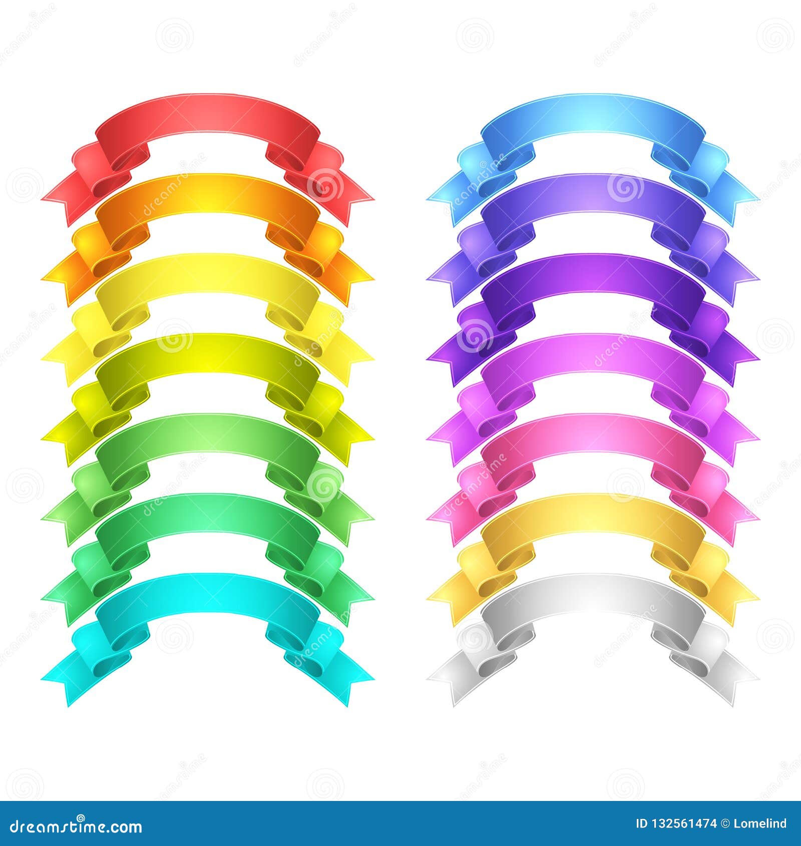 Vector Colored Satin Ribbons Set Stock Illustration - Illustration of ...