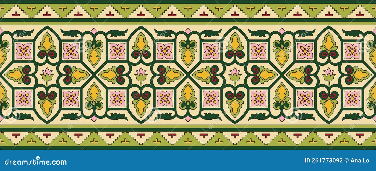 Vector Colored Seamless Byzantine Border, Frame. Endless Greek Pattern ...
