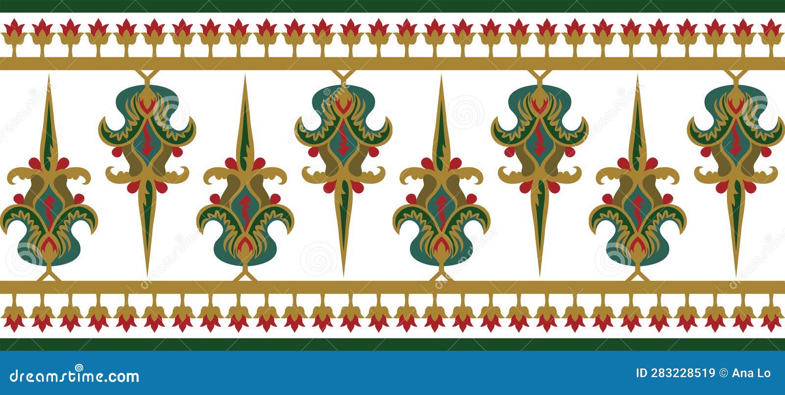 Vector Colored Seamless Byzantine Ornament. Endless Border, Frame of ...