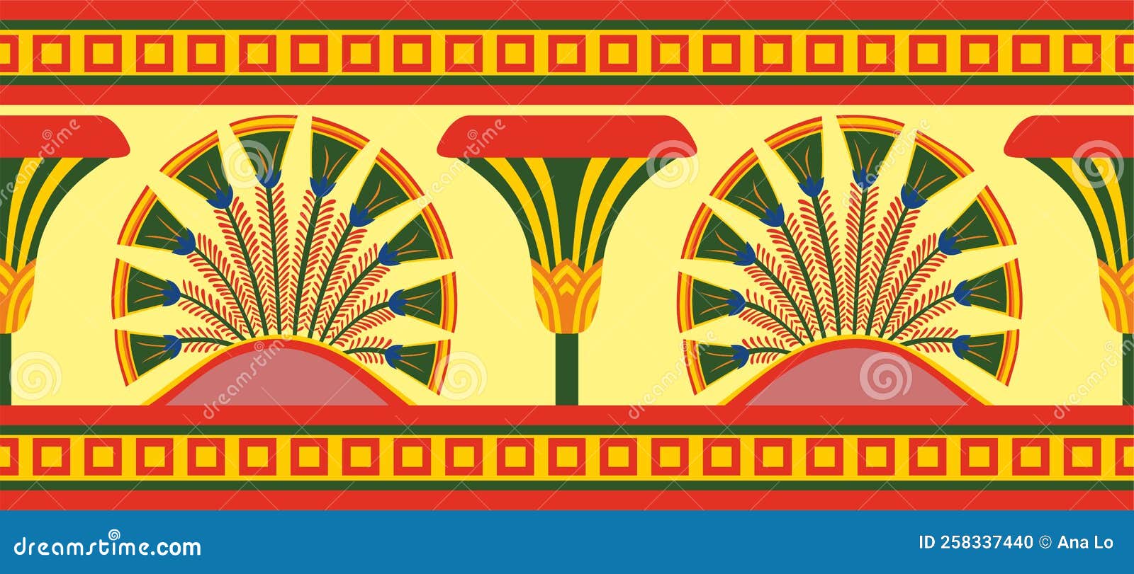 Vector Colored Seamless Egyptian Ornament. Stock Vector - Illustration ...