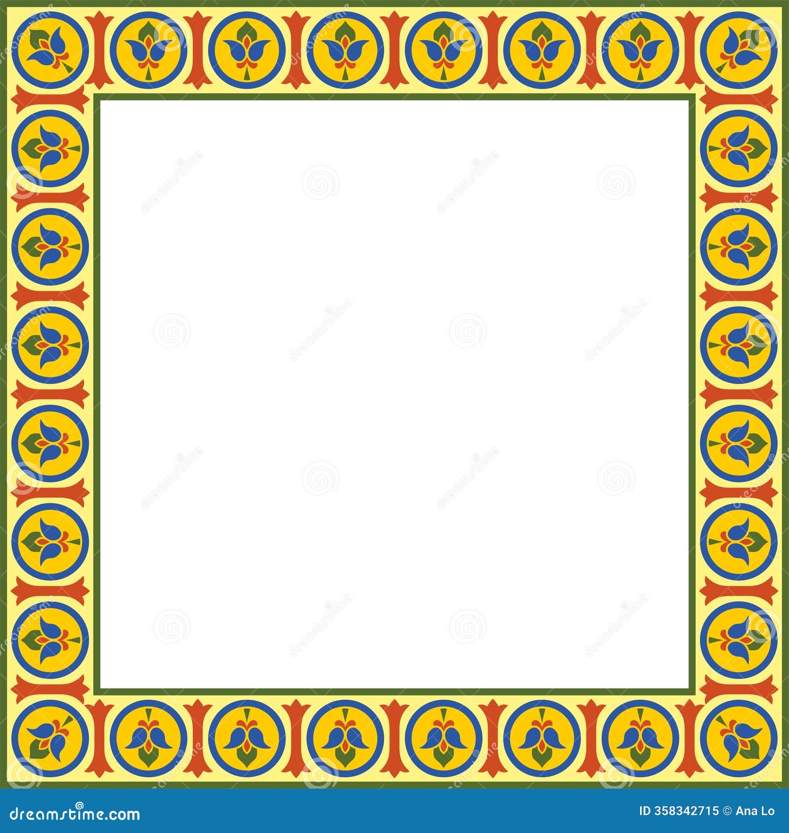 Vector Colored Square Classic Byzantine Ornament. Stock Vector ...
