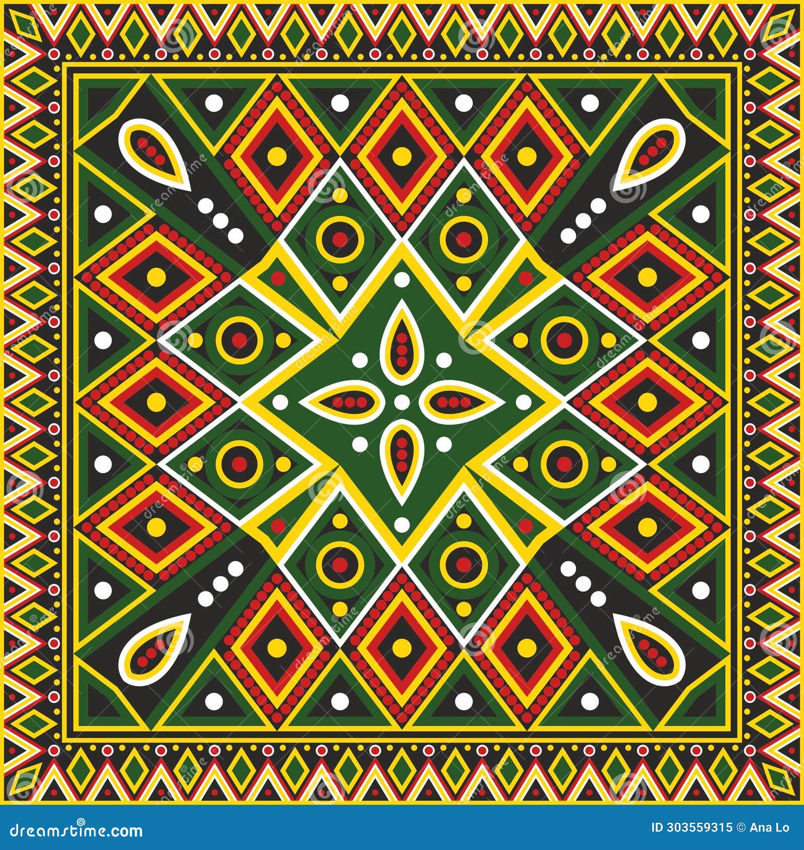 Vector Colored Square National Indian Patterns. Stock Vector ...