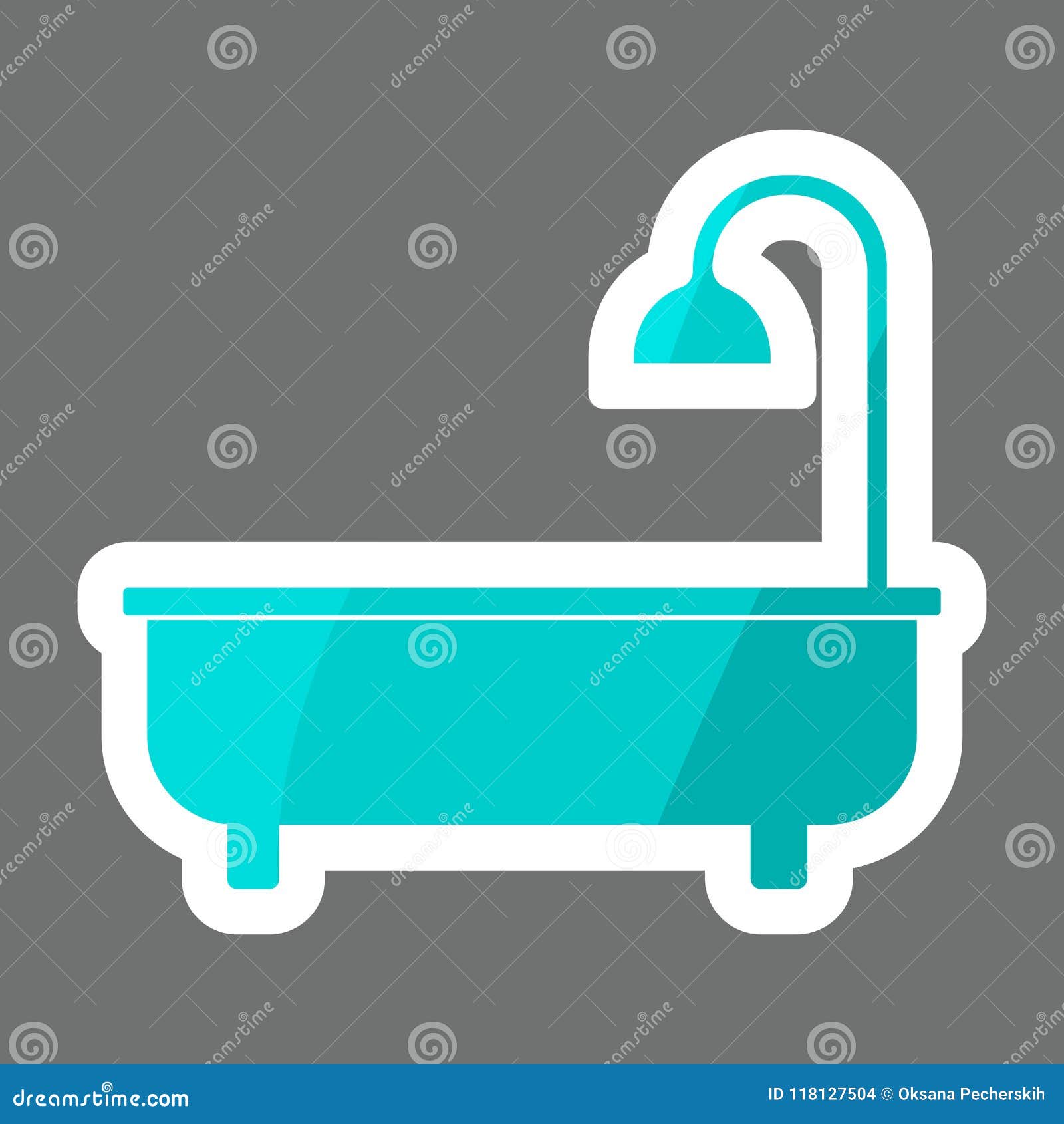 Vector Colored Sticker of Bath and Shower. Stock Vector - Illustration ...