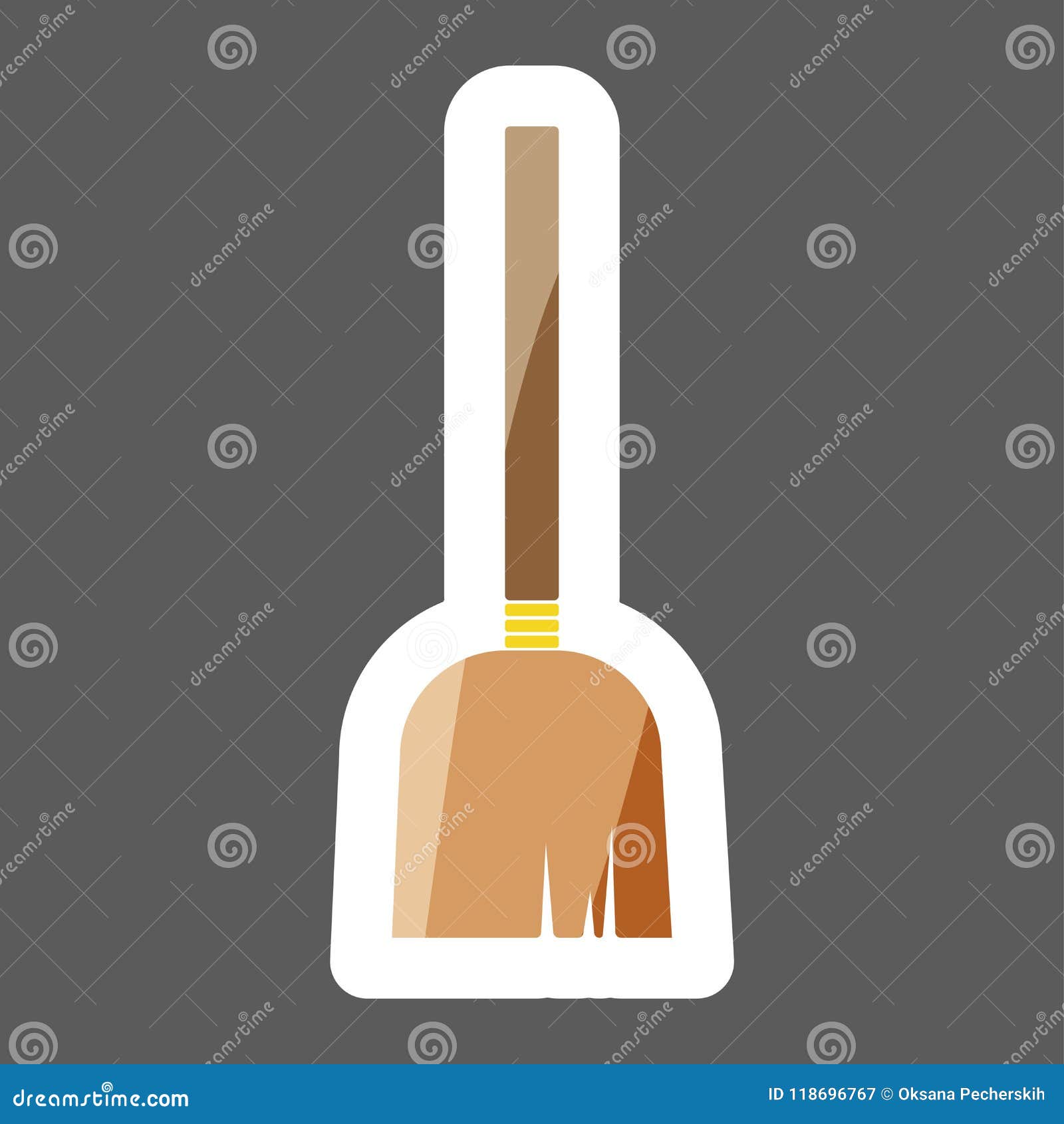 Vector Colored Sticker of a Broom or a Mop. White Vector Icon Stock ...