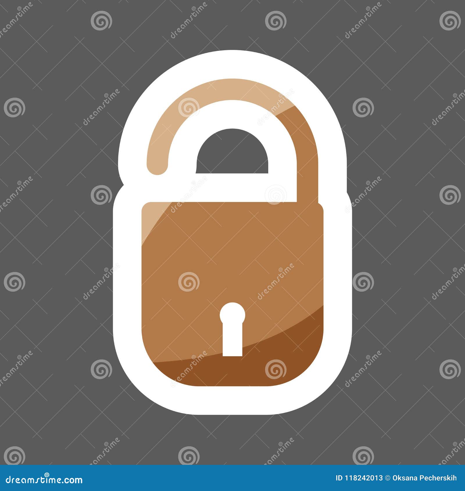 Vector Colored Sticker Icon Open Padlock. Open Lock Icon Stock Vector ...