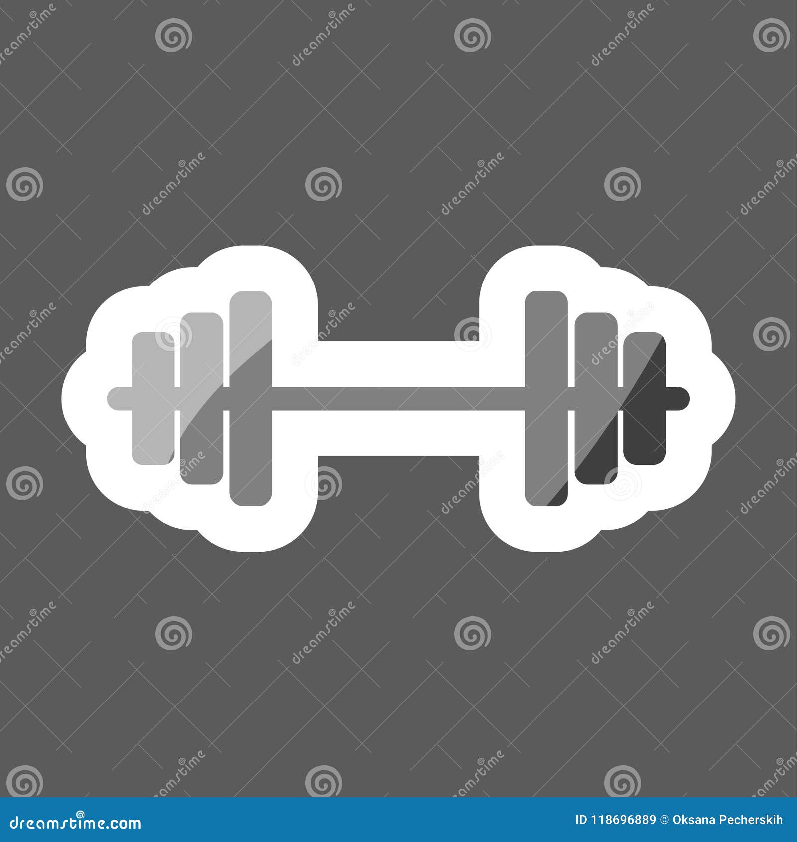 Vector Colored Sticker Image Dumbbells. White Vector Icon Stock Vector ...