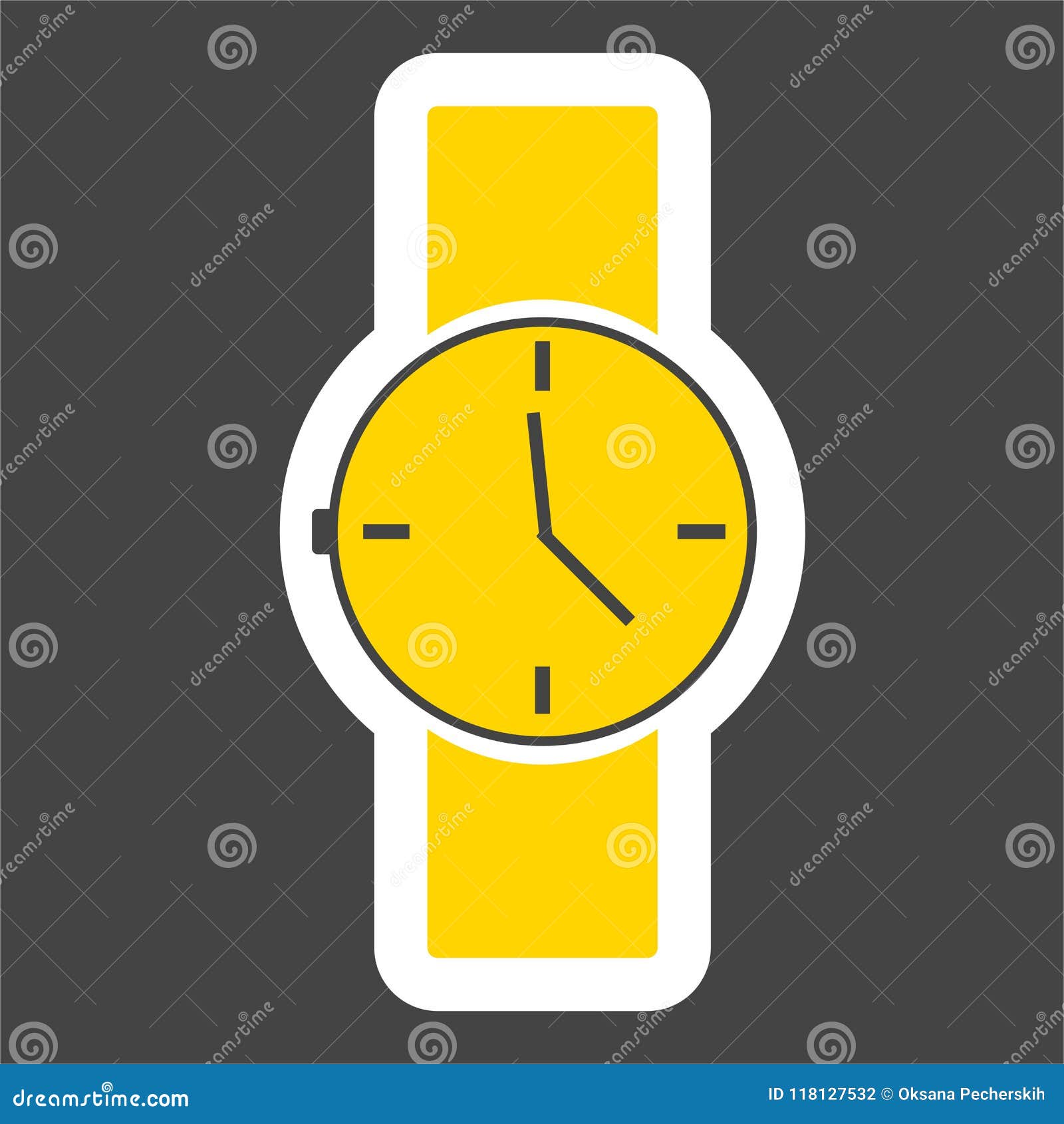 Vector Colored Sticker Image of Wristwatch. Clock Icon Stock Vector ...