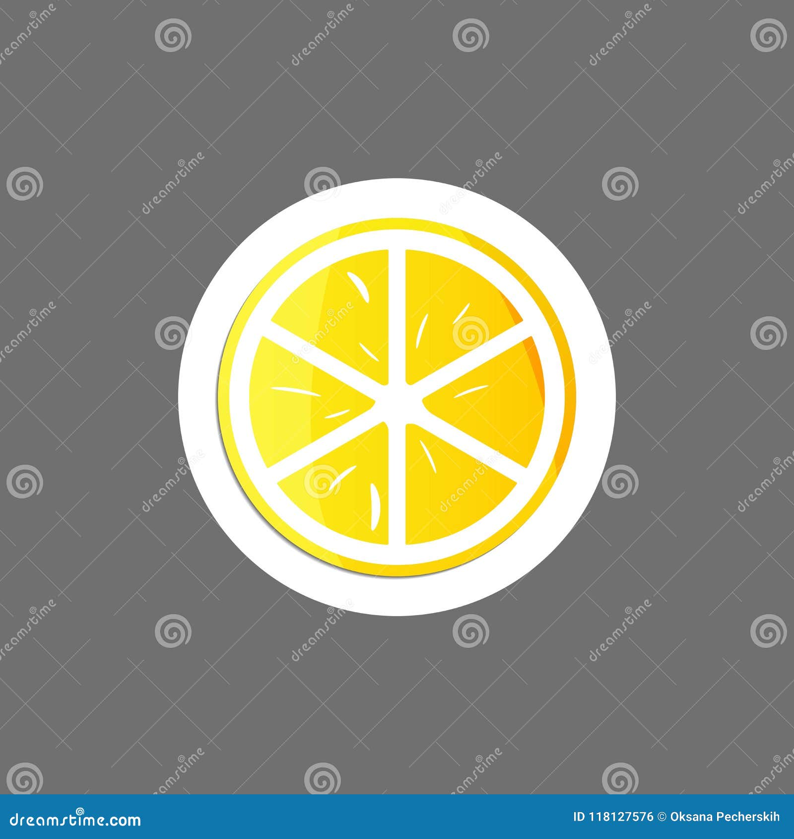 Vector Colored Sticker of a Slice Citrus. Vector Icon of Lemon, Stock ... Vector Colored Sticker of a Slice Citrus. Vector Icon of Lemon, Stock ...