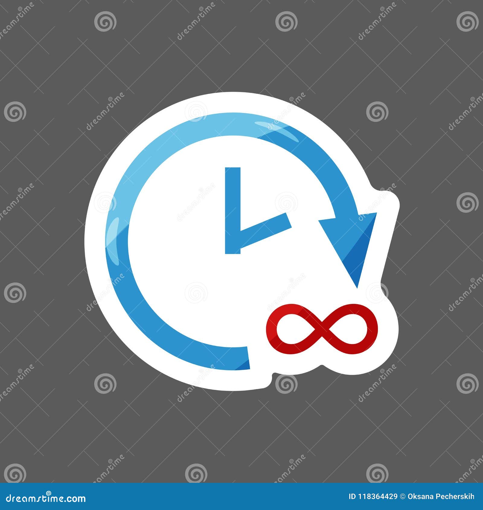Vector Colored Sticker of Time, Hours and Infinity. Layers Group Stock ...