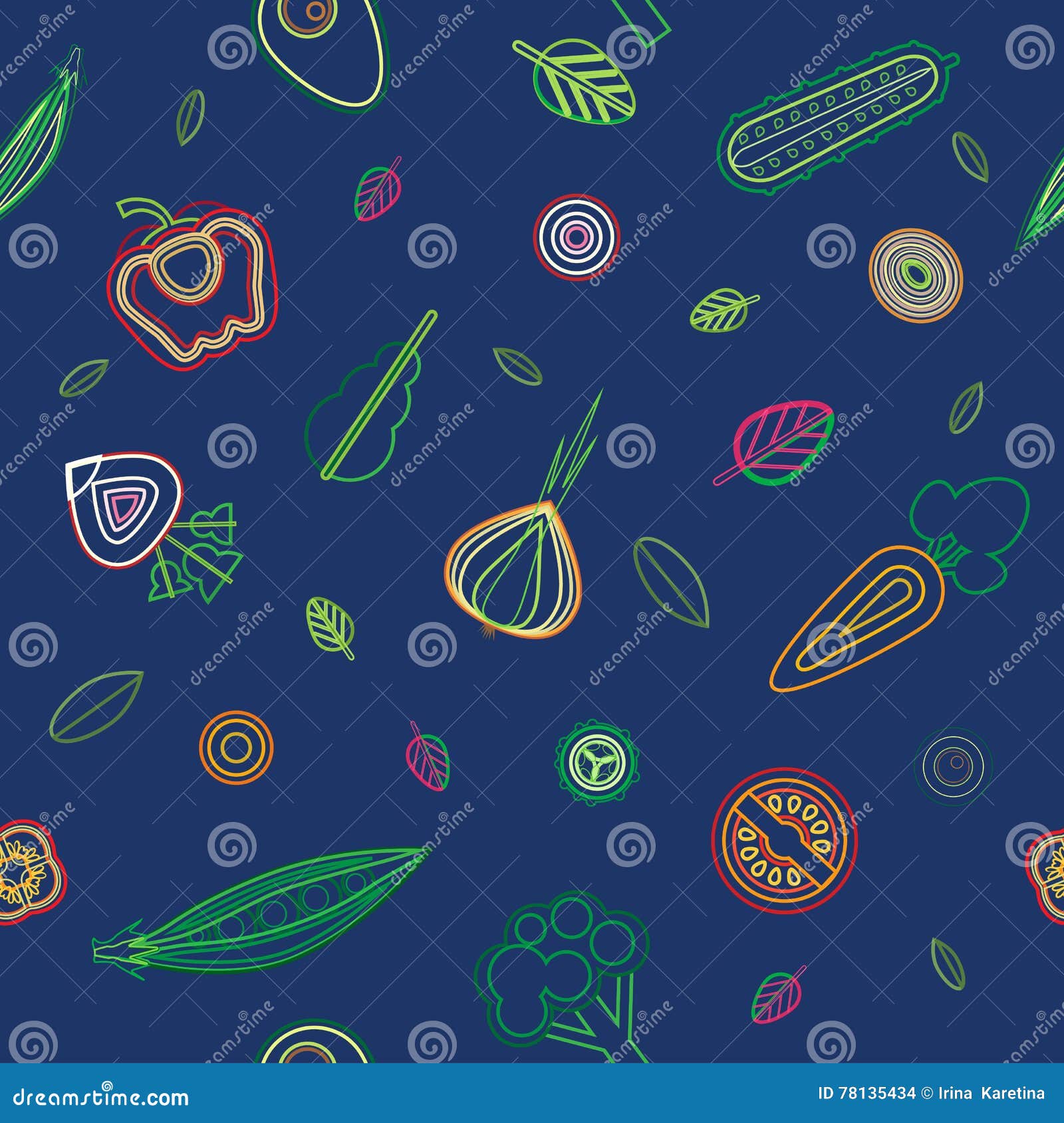 Vector Colored Vegetables Circuit. Seamless Pattern Stock Vector ...