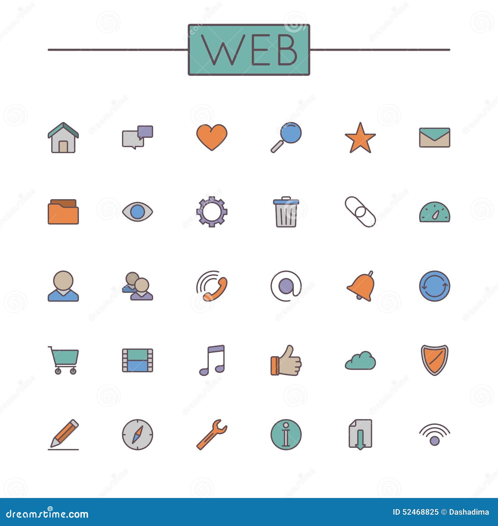 Vector Colored Web Line Icons Stock Vector - Illustration of media ...