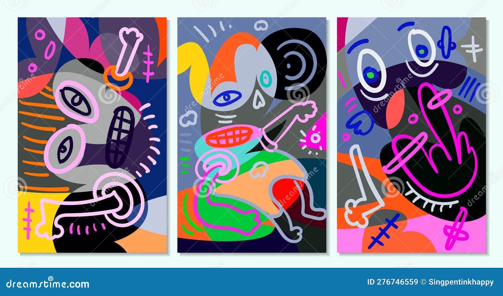 Vector Colorful Abstract Pop Art Face and Mask Background for Summer ...