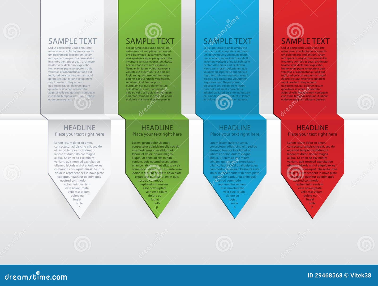 Vector Colorful Arrow Labels. Paper, Green, Blue and Red Version Stock ...