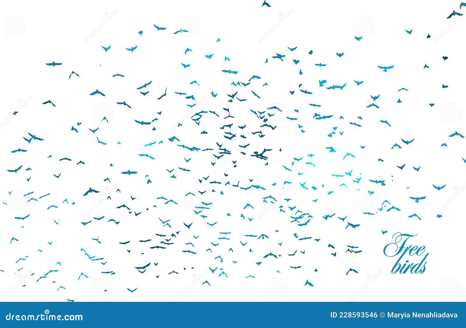 A Flock of Blue Birds. Vector Illustration Stock Vector - Illustration ...