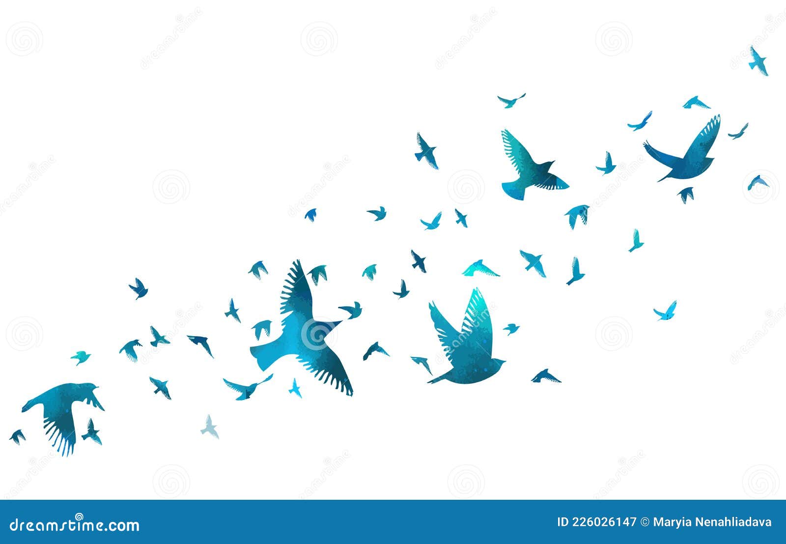 A Flock of Blue Birds. Vector Illustration Stock Vector - Illustration ...