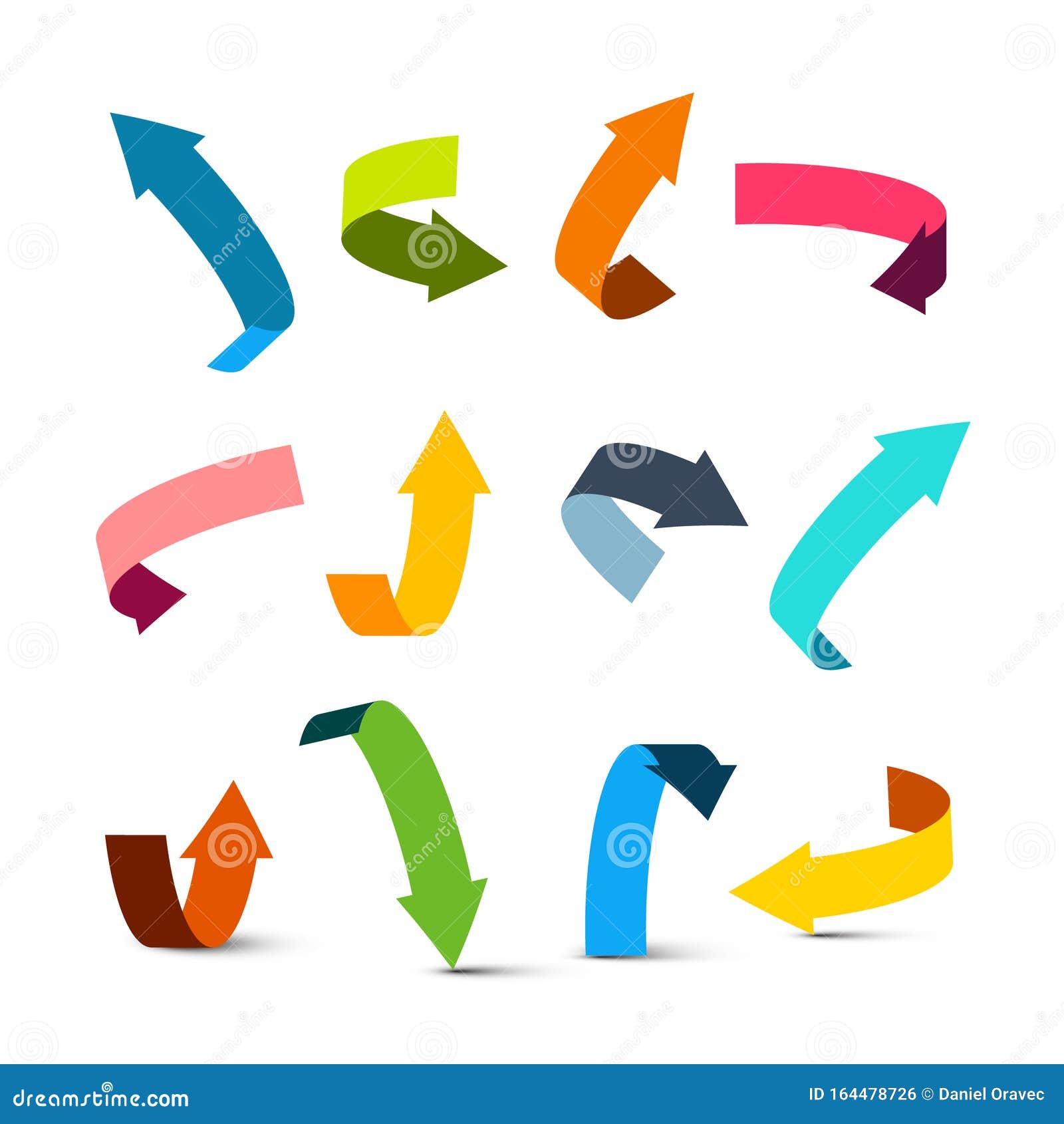 Vector Colorful Bent Arrows Set. Up, Down, Left and Right Arrow Stock ...