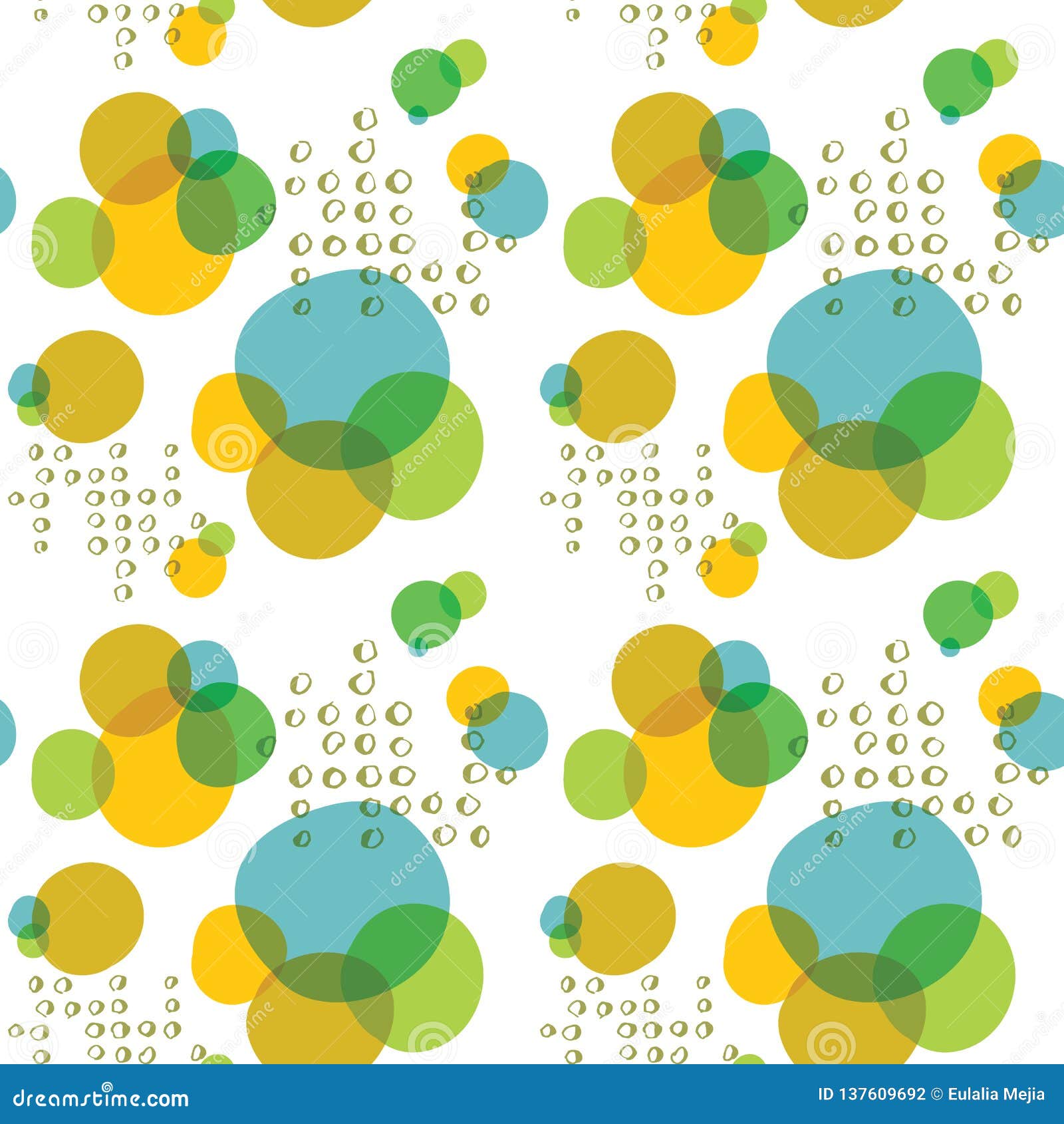 Vector Colorful Big and Small Circles Abstract Seamless Pattern ...