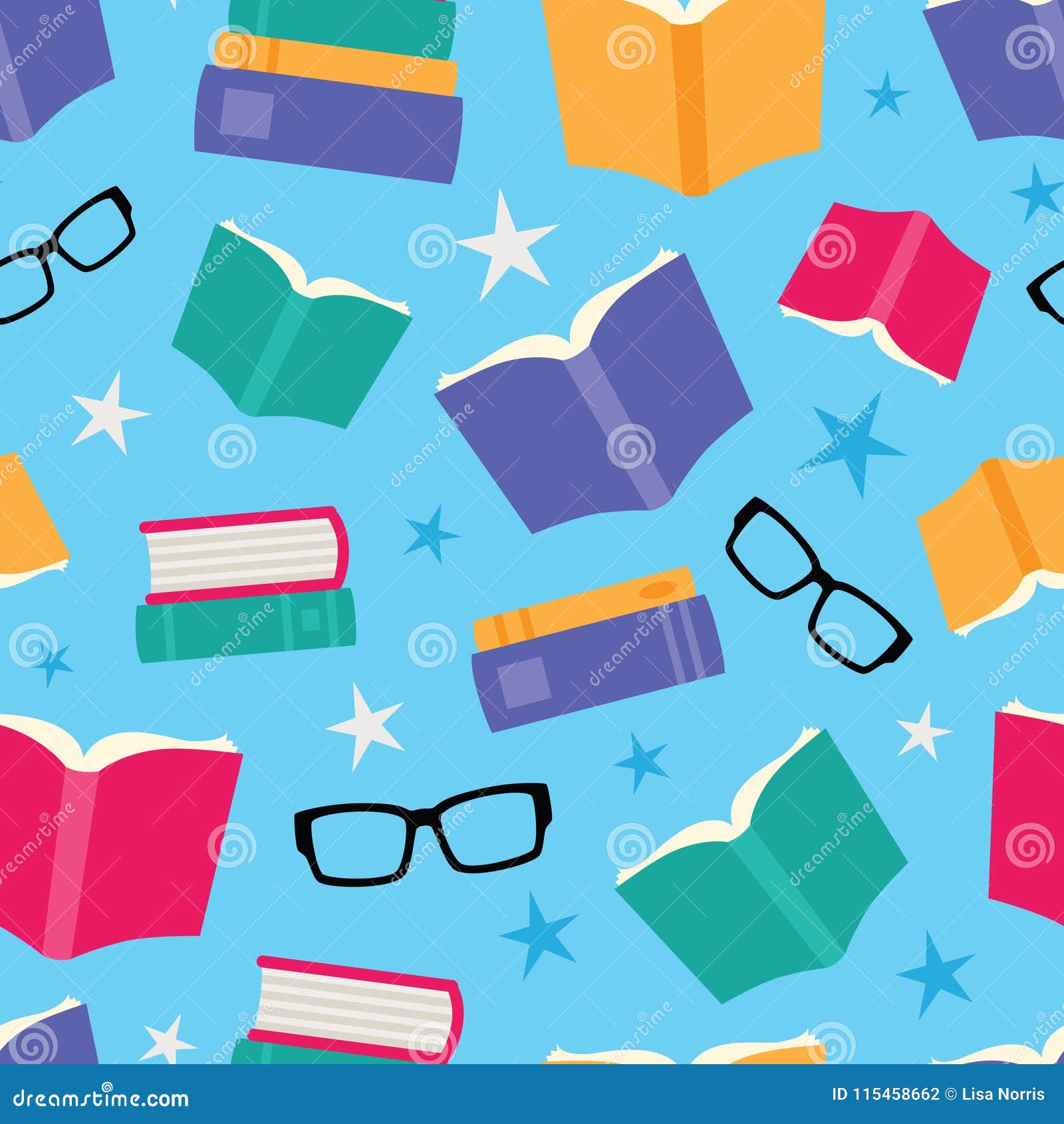 Vector Colorful Books Seamless Pattern Stock Illustration Illustration Of Background Books