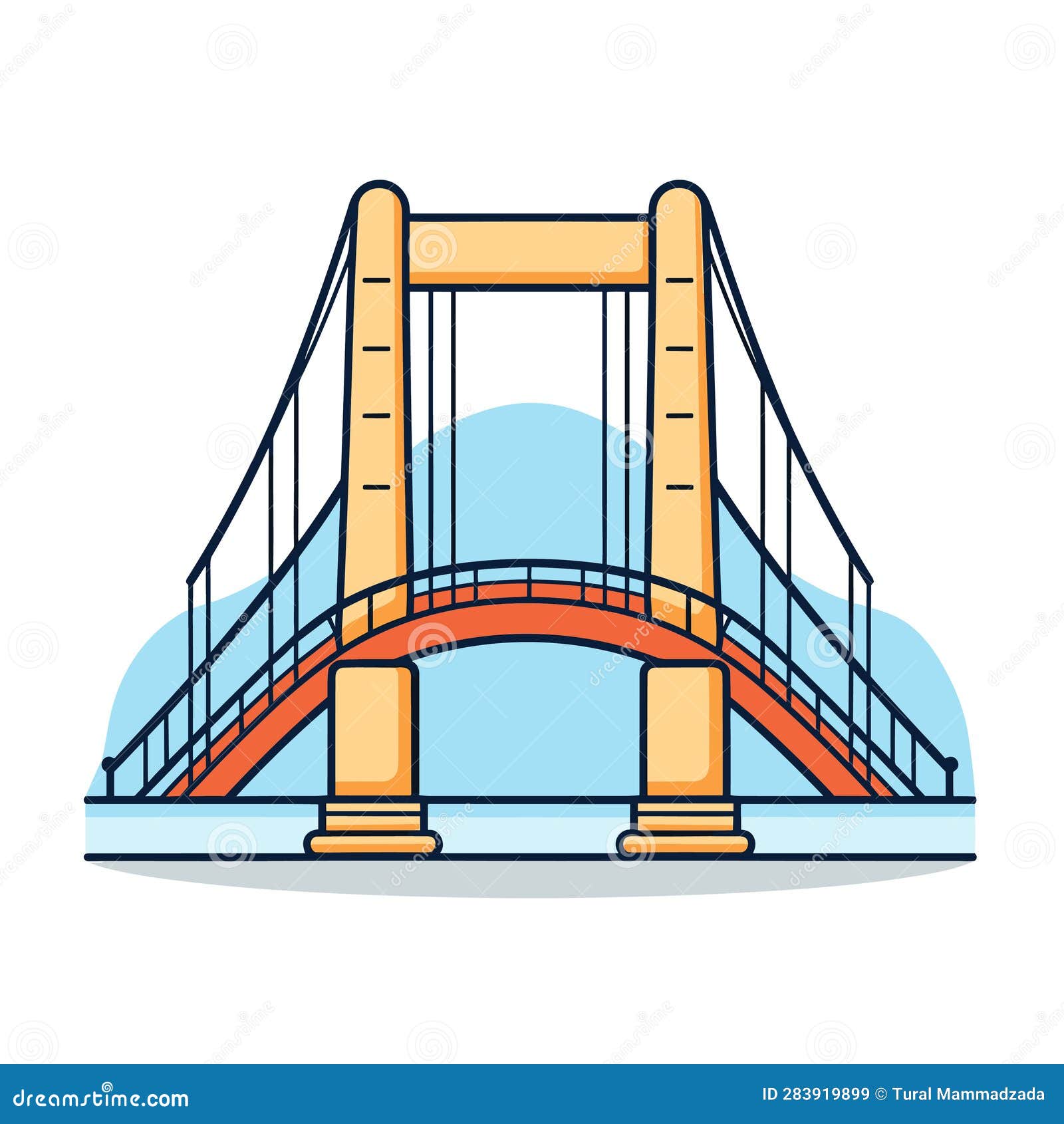Vector of a Colorful Bridge with Red and Yellow Elements Stock Vector ...