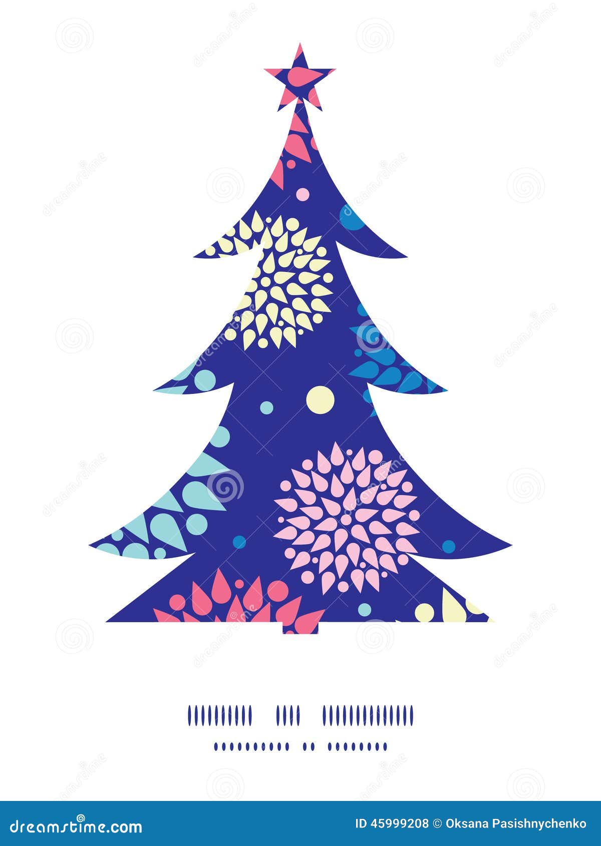 Vector Colorful Bursts Christmas Tree Silhouette Stock Vector ...