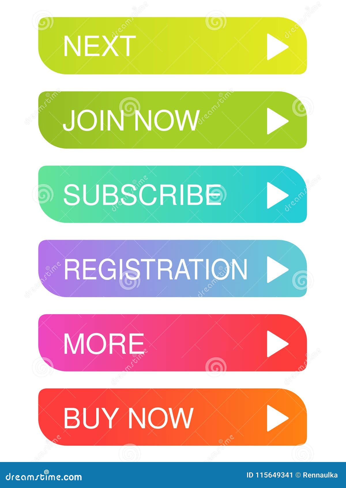 Vector Colorful Buttons with Arrow - Rectangle Labels on the White ...