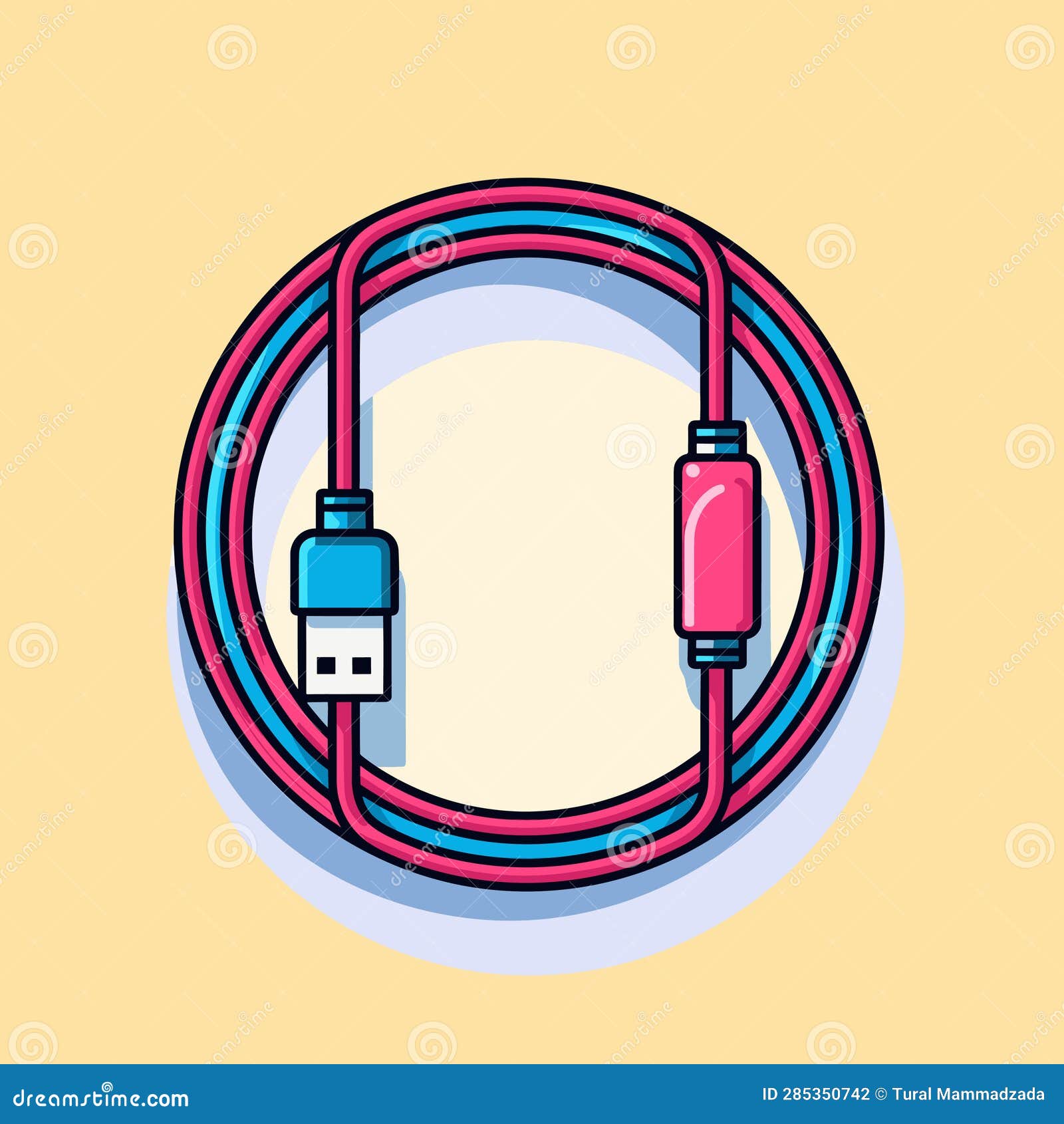 Vector of a Colorful Cable Connected To a Device with Red and Blue ...