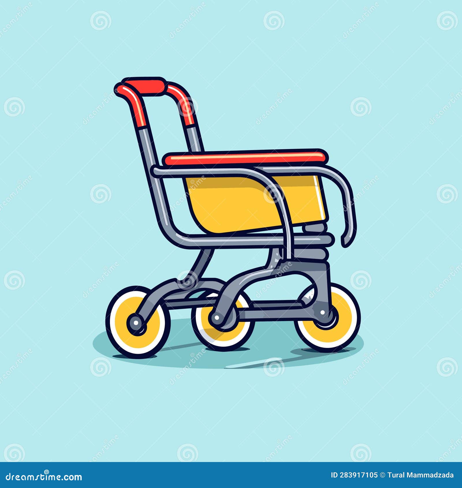 Vector of a Colorful Cart on a Vibrant Blue Background Stock Vector ...