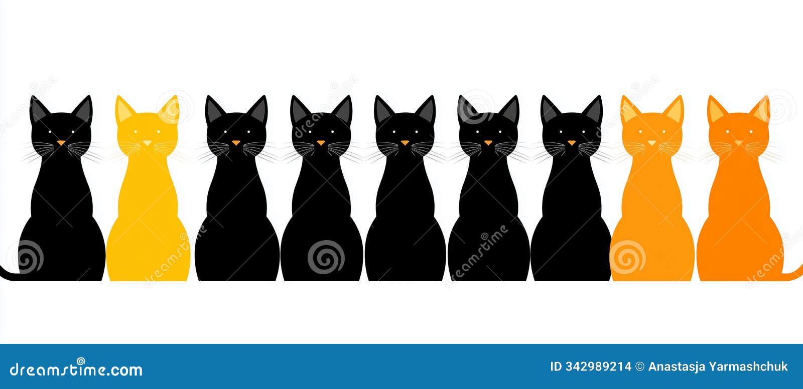 Vector Colorful Cats Horizontal Seamless Pattern Background Border ...