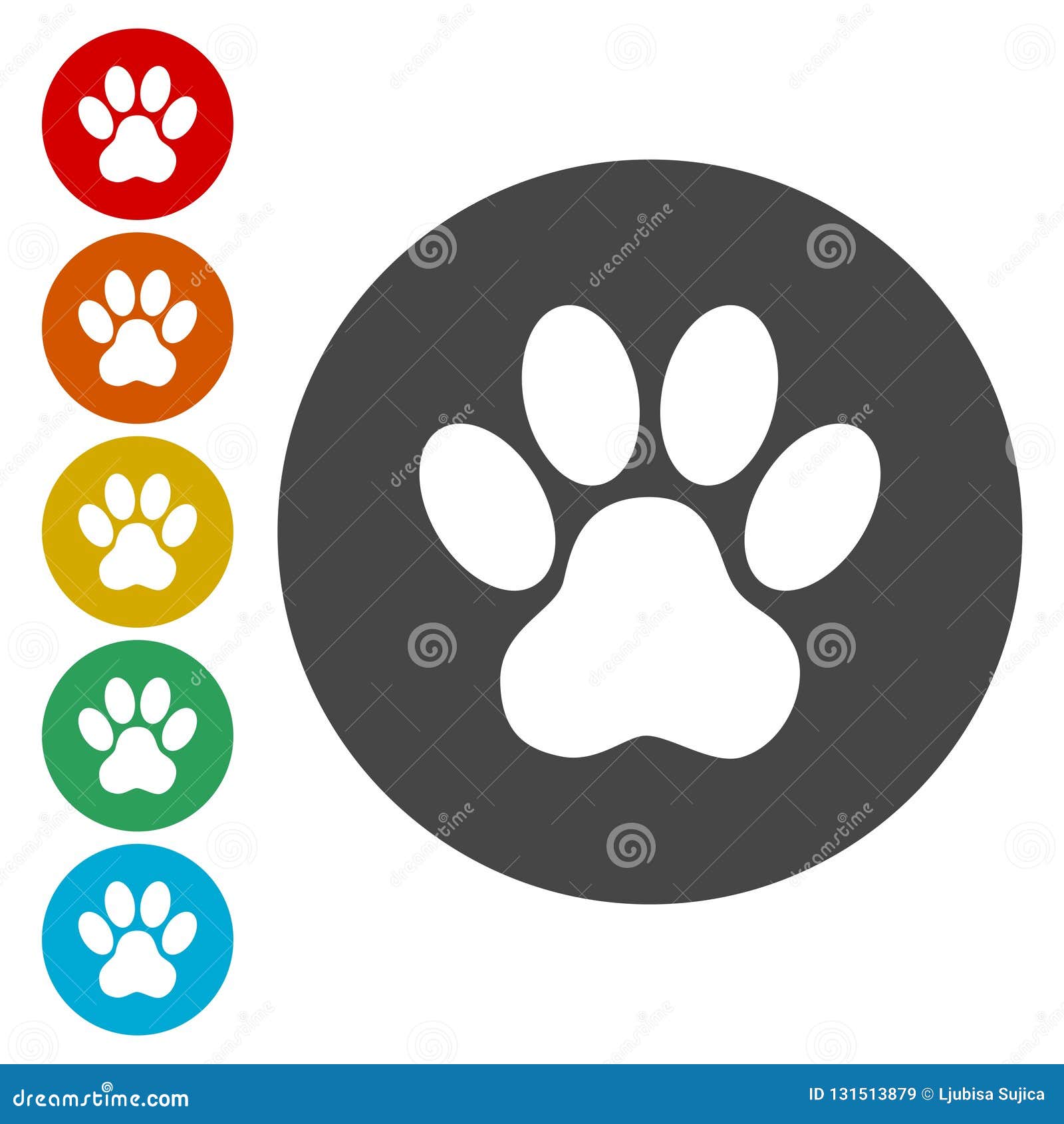Vector : Colorful Circle Animal or Pet Paw Icon Stock Vector ...
