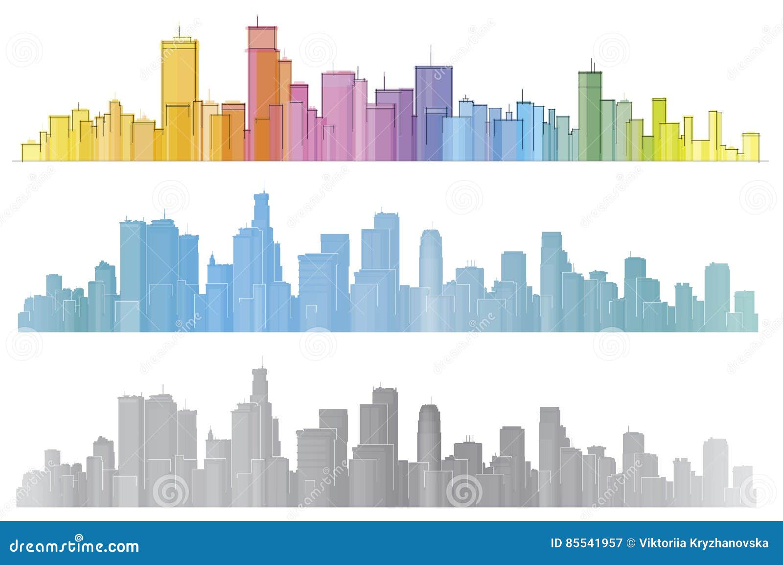 Vector colorful cities. stock vector. Illustration of cityscape - 85541957
