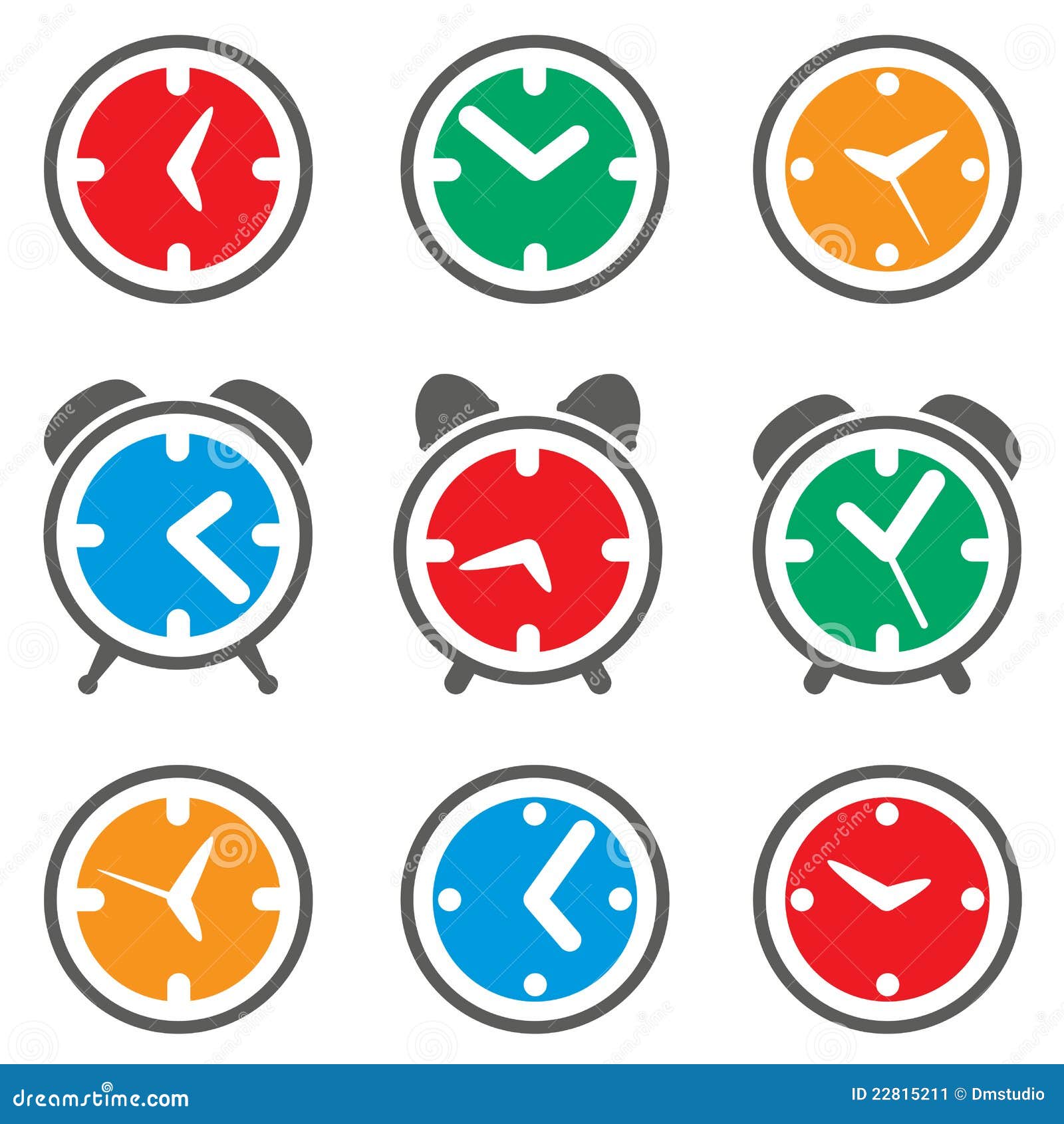 Vector Colorful Clock Symbols Stock Vector - Illustration of modern ...