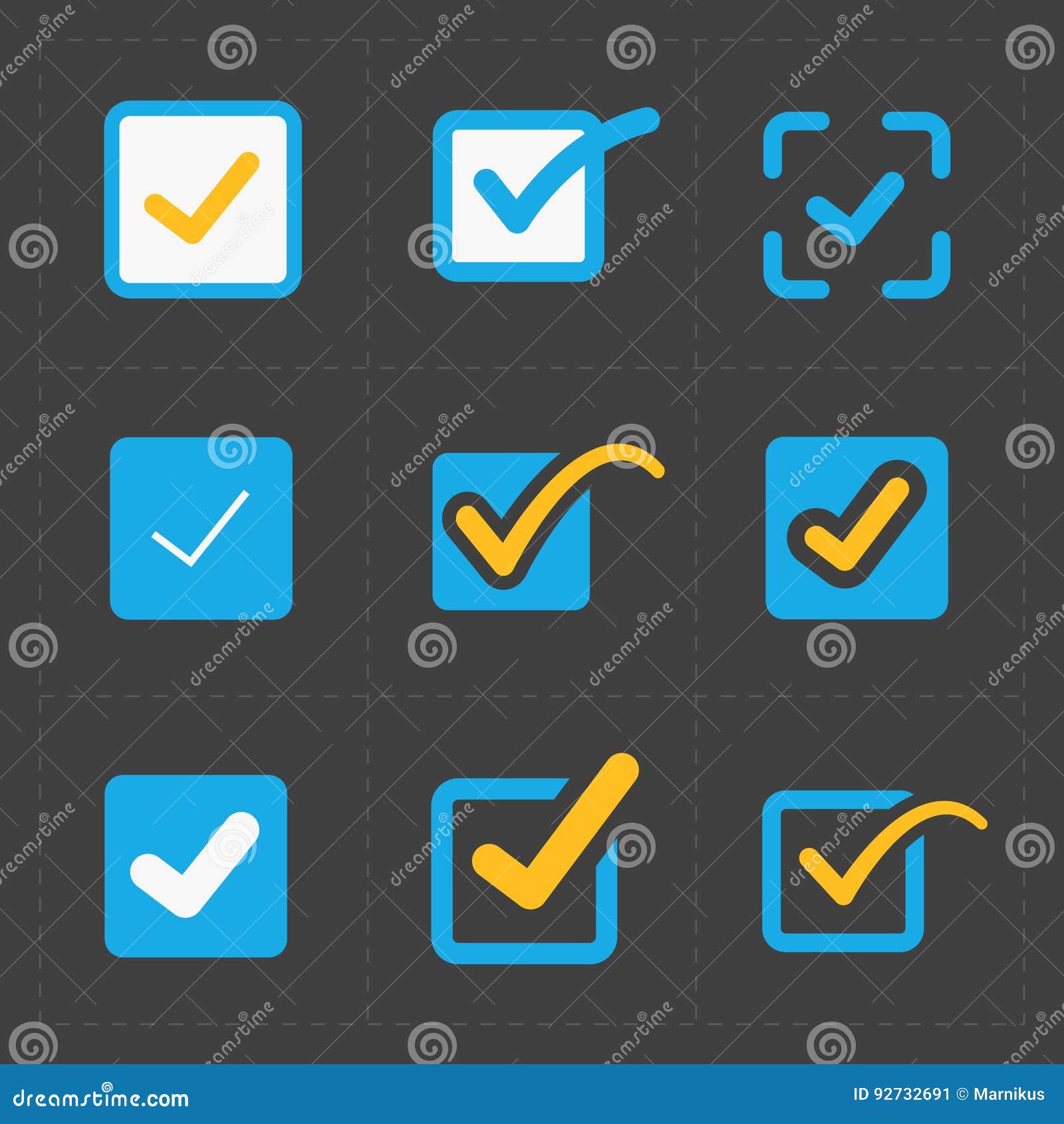 Vector Colorful Confirm Icons Set Stock Vector - Illustration of boxes ...