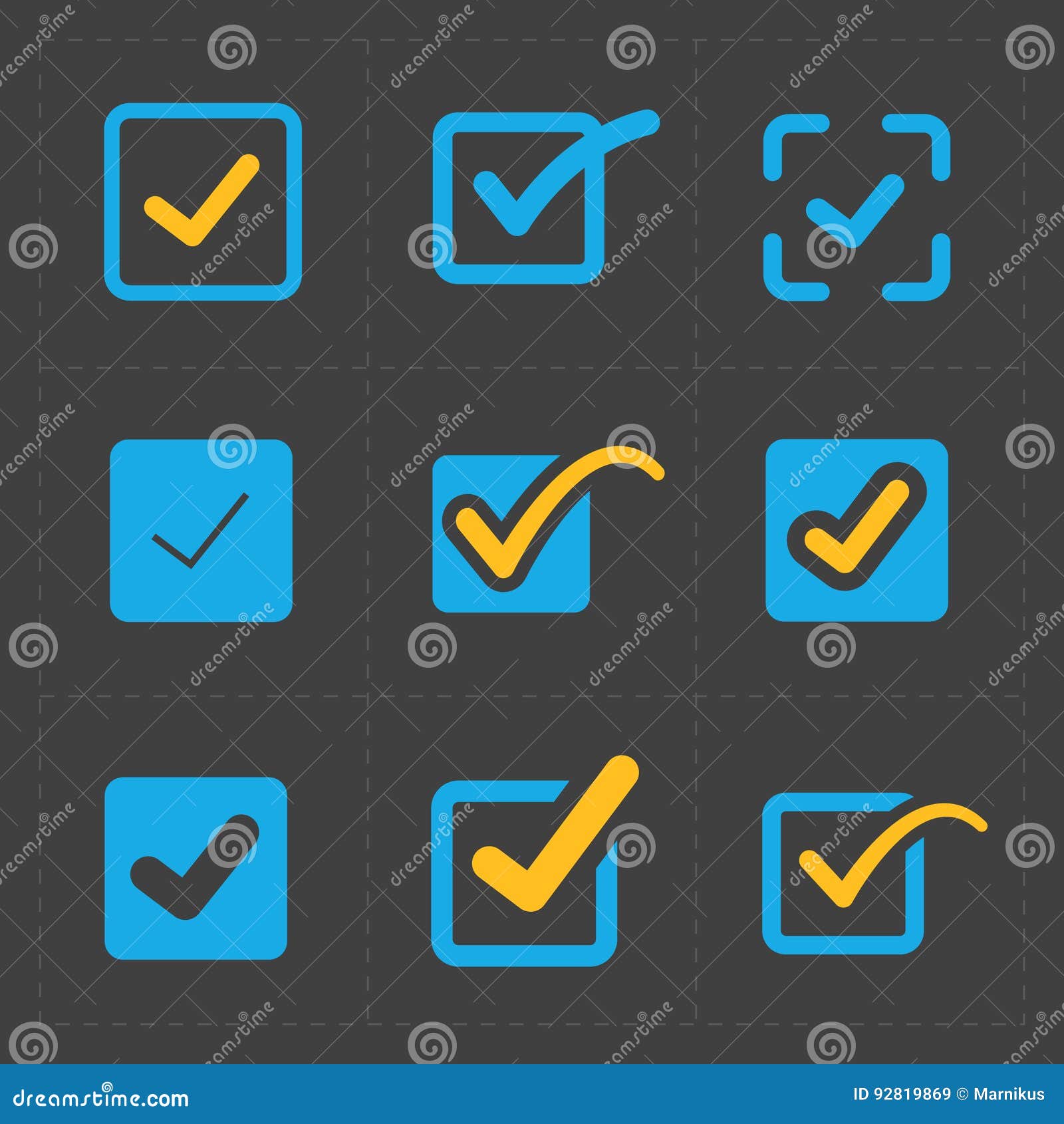 Vector Colorful Confirm Icons Set Stock Vector - Illustration of black ...