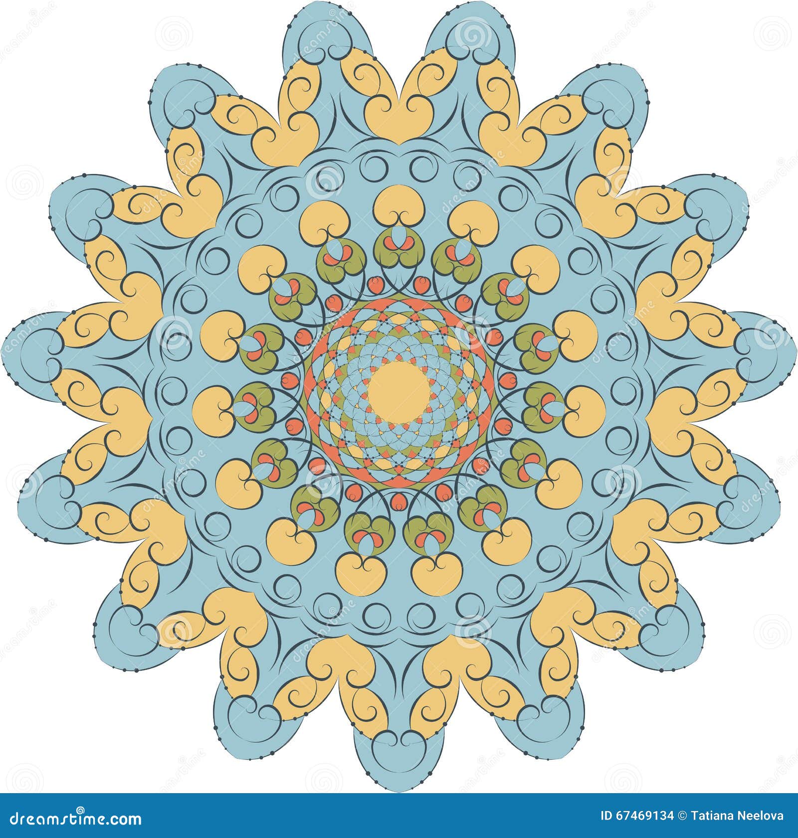 Vector Colorful Contour Mandala Stock Vector - Illustration of element ...