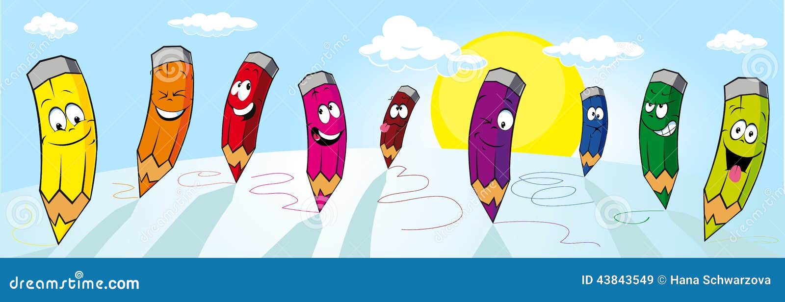 Colorful Crayons Top And Bottom Border Cartoon Vector | CartoonDealer ...