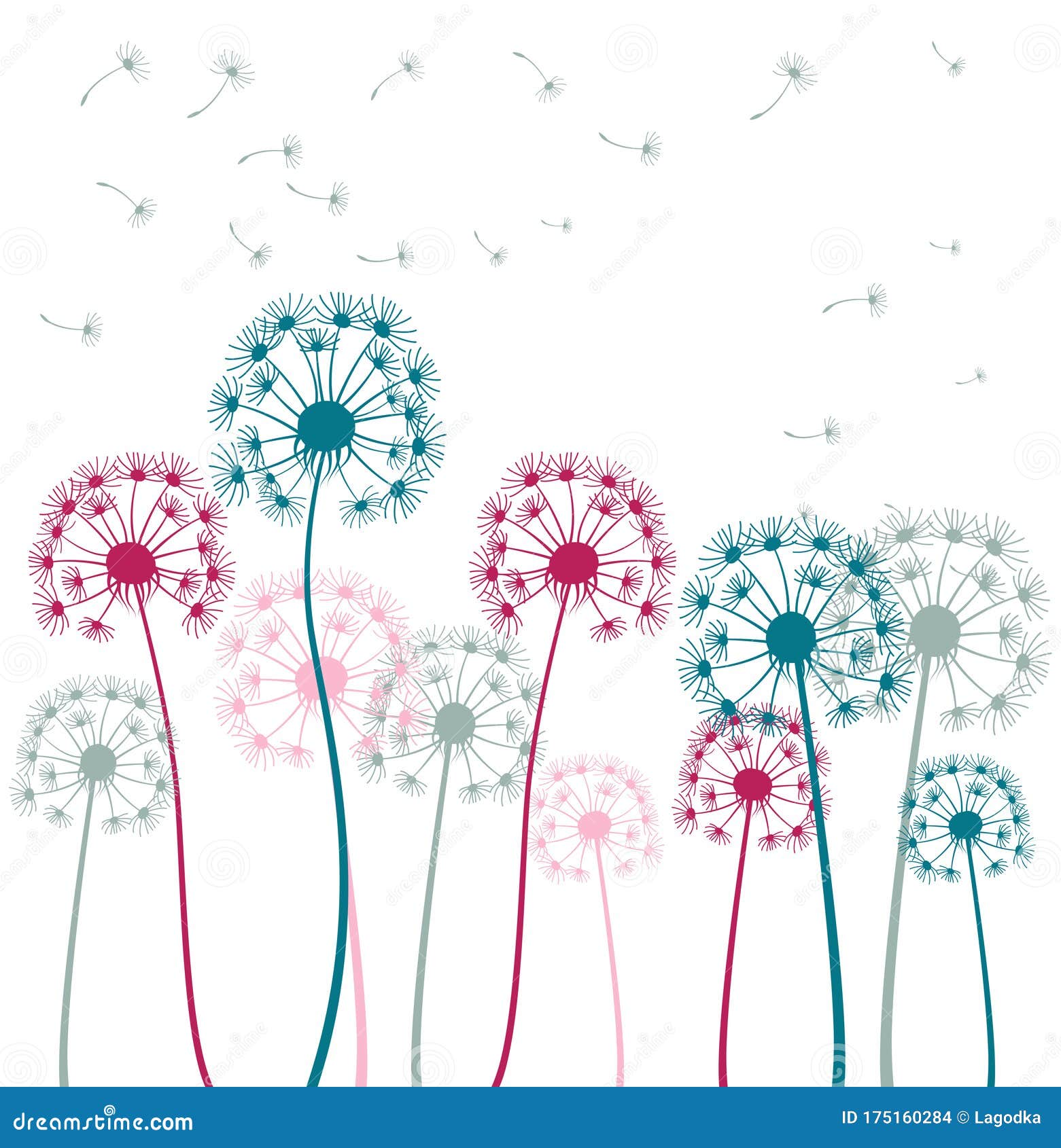 Colorful Dandelions Background Stock Vector - Illustration of drawing ...