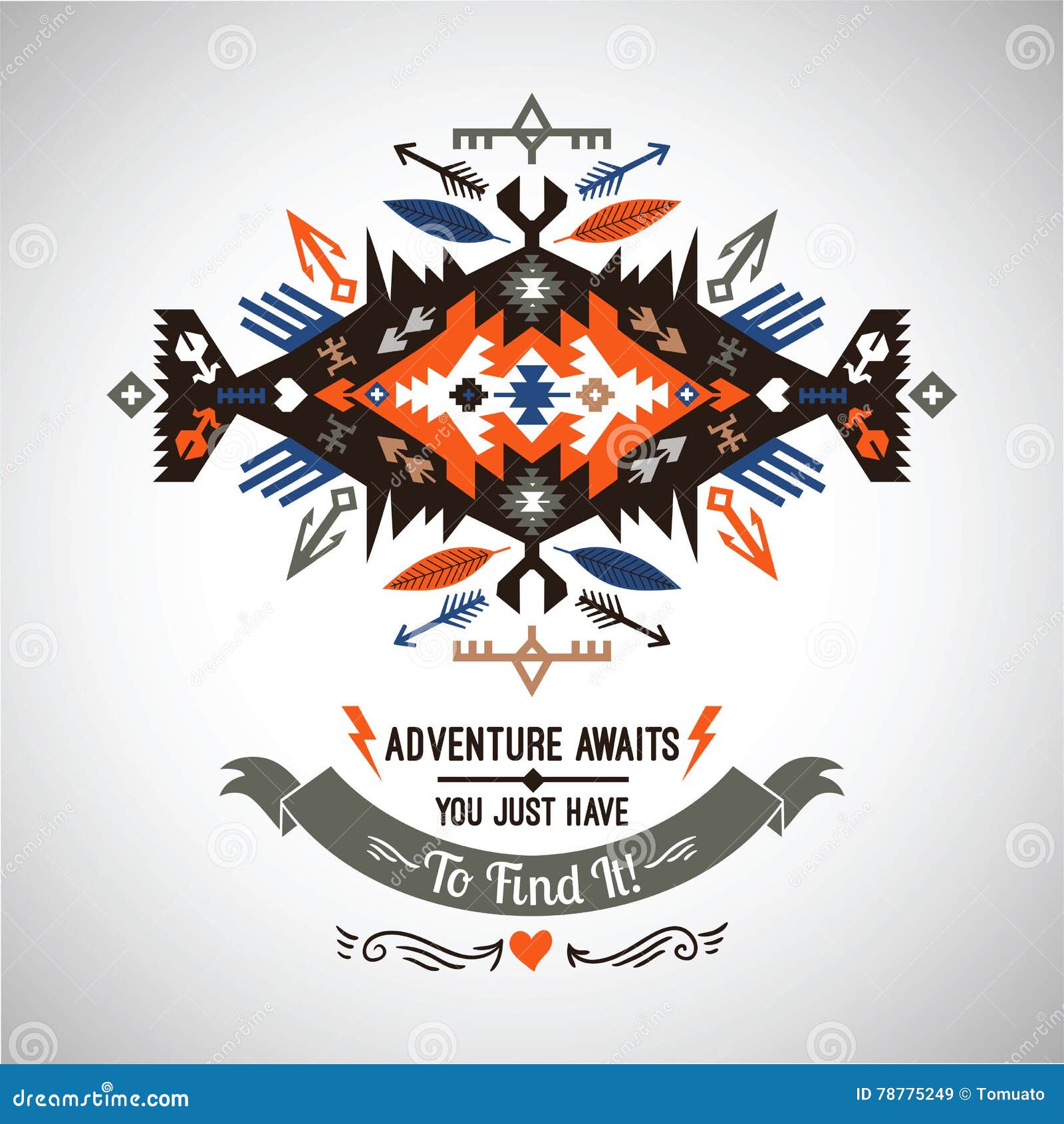 Vector Colorful Decorative Element on Native Ethnic Style Stock Vector ...