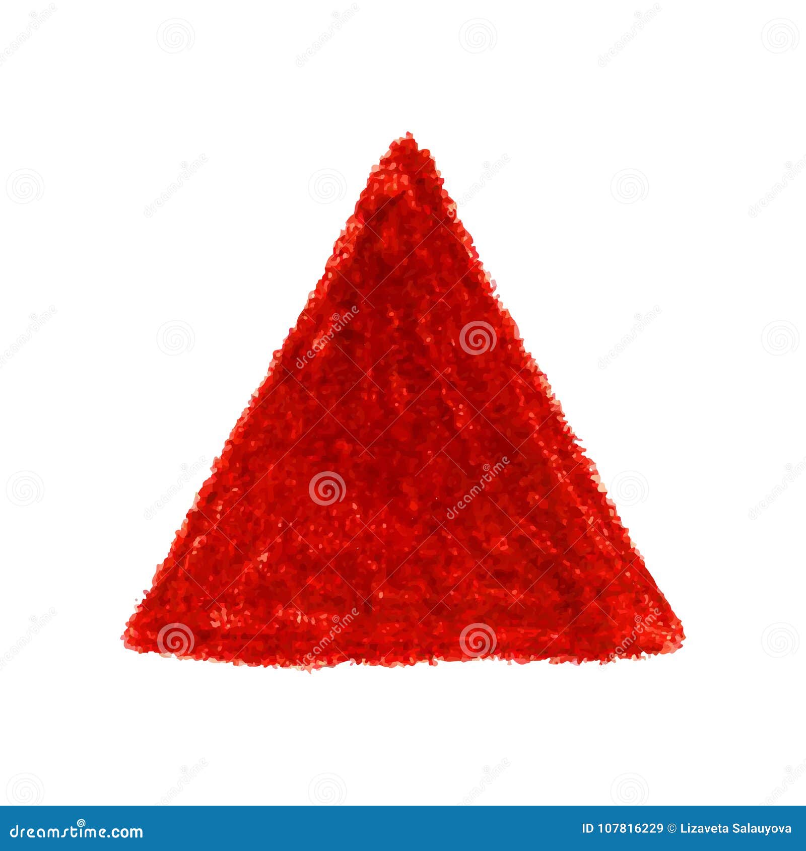 Red Crayon Scribble Texture Stain Triangle Shape Isolated on White ...