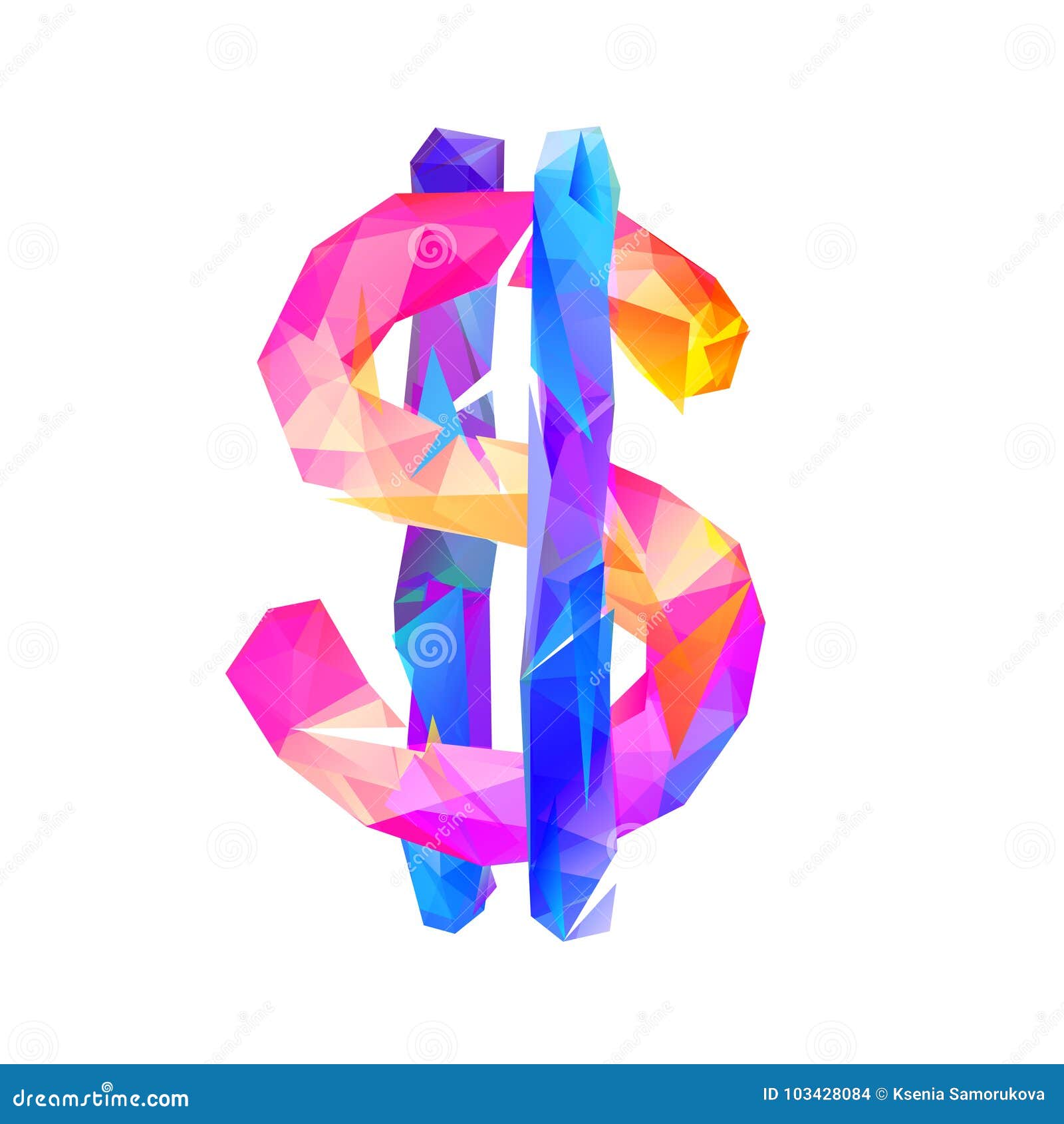 Vector Colorful Dollar Sign of Triangles Stock Vector - Illustration of ...
