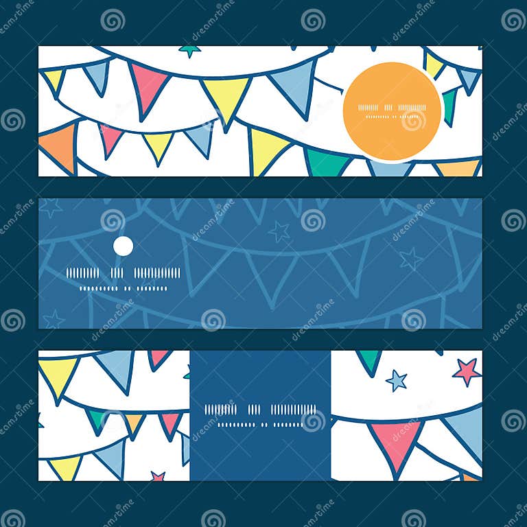 Vector Colorful Doodle Bunting Flags Horizontal Stock Vector ...