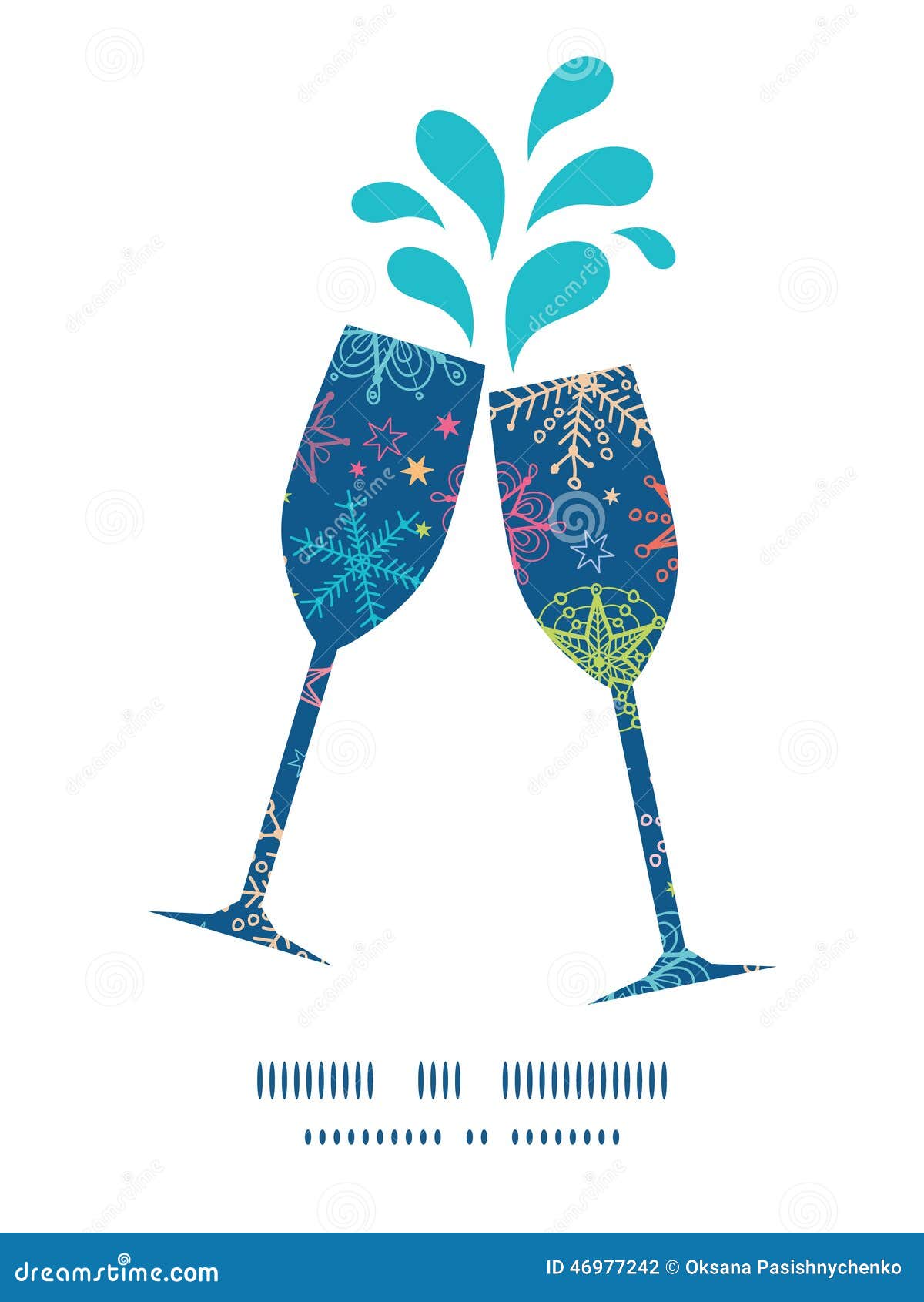 Vector Colorful Doodle Snowflakes Toasting Wine Stock Vector ...
