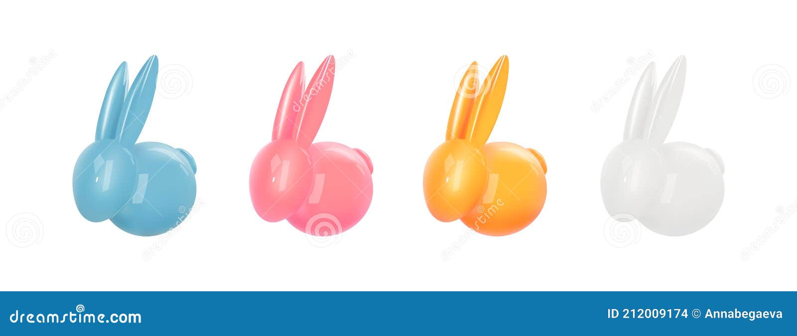 Vector Colorful Easter Bunny Set. Decorative Object for Easter Day ...