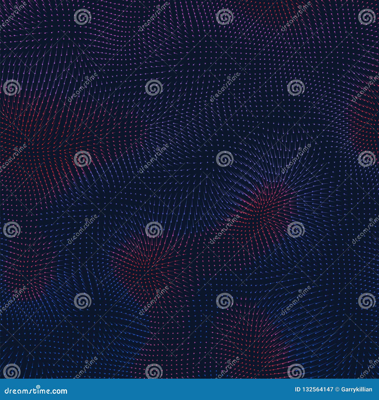 Vector Colorful Field Visualization of Forces. Magnetic or ...