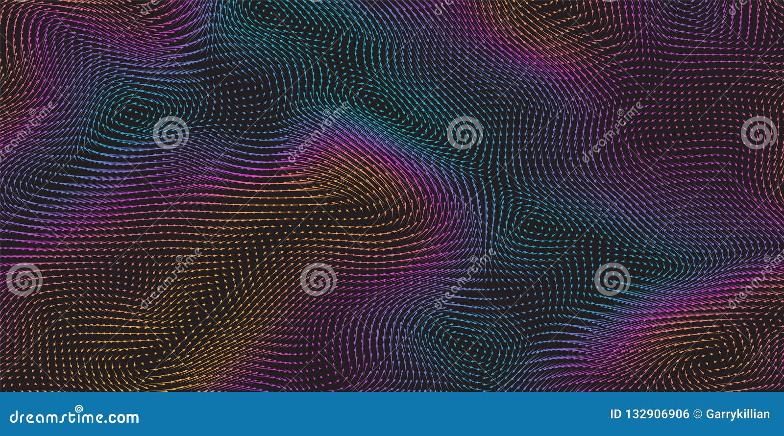 Vector Colorful Field Visualization of Forces. Magnetic or ...