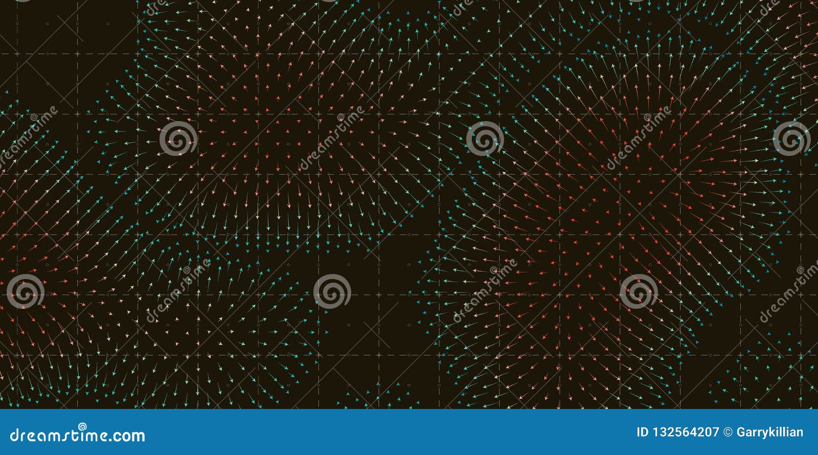 Vector Colorful Field Visualization of Forces. Magnetic or ...